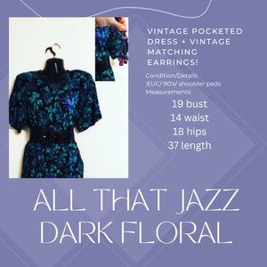 All that Jazz | Dresses | Rare True Vintage Dress Plus Earrings Lot Of ...